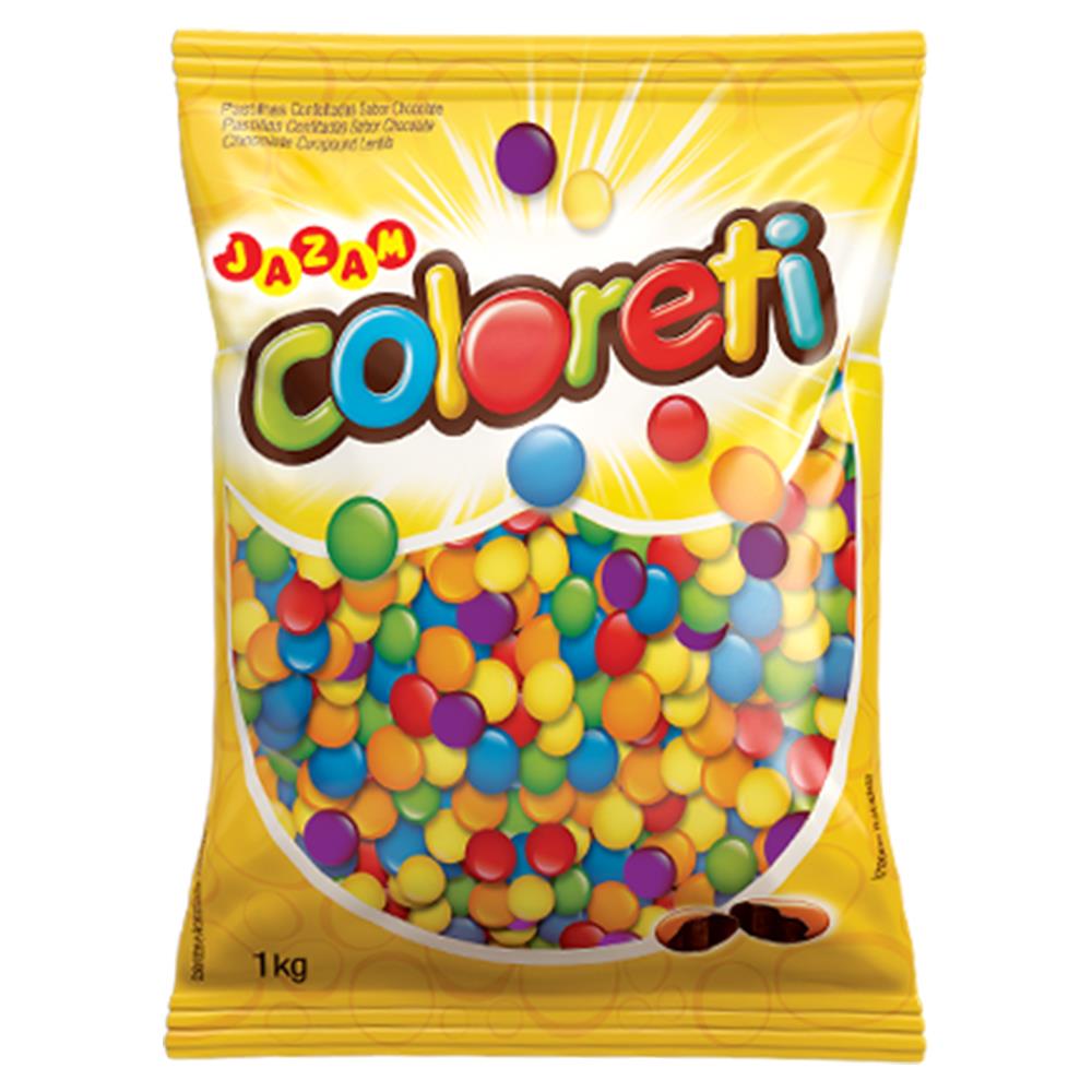 PASTILHA CONFEITADAS COLORETI SABOR CHOCOLATE 1KG - Treichel Delivery