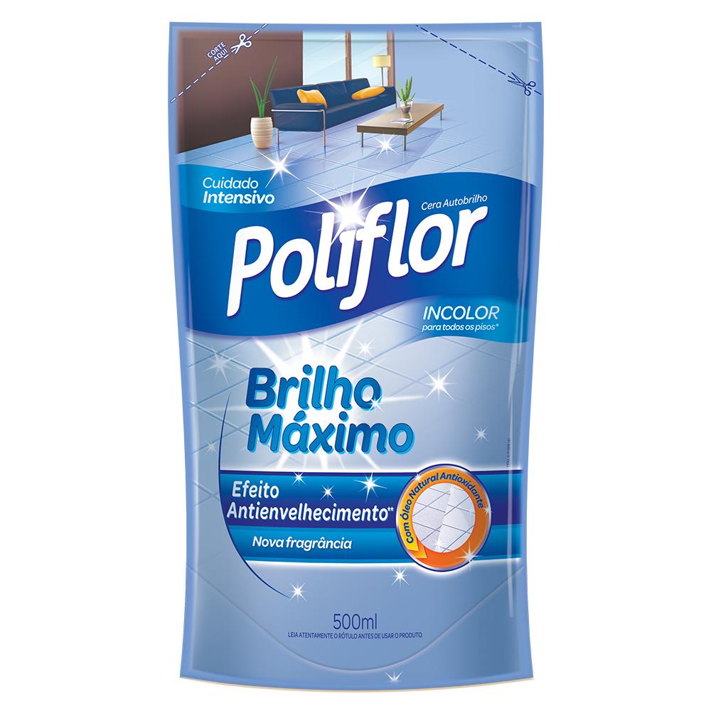 CERA POLIFLOR BRILHO MÁXIMO LÍQUIDA SACHÊ INCOLOR 500ML - Treichel Delivery