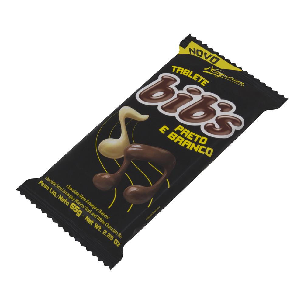 CHOCOLATE BIBS PRETO E BRANCO TABLETE 65G - Treichel Delivery