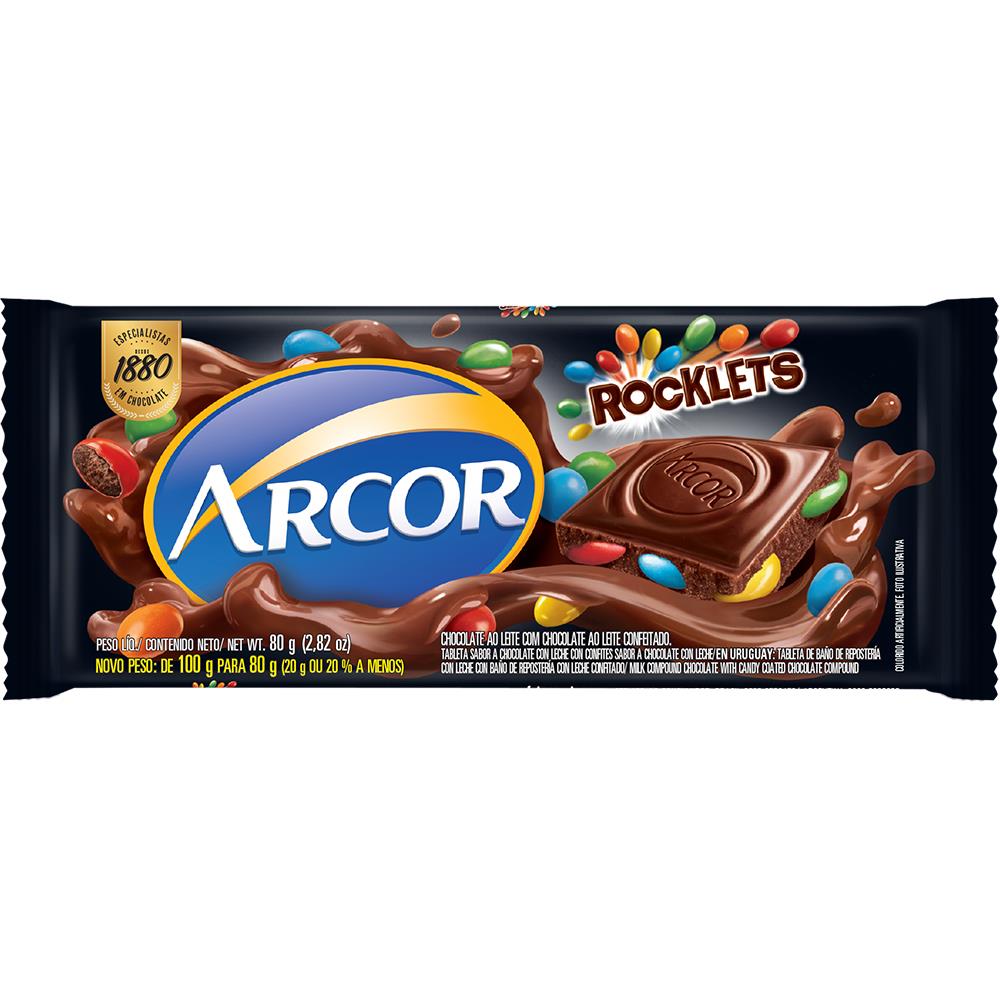 CHOCOLATE ARCOR BARRA LEITE ROCKLETS 80G - Treichel Delivery