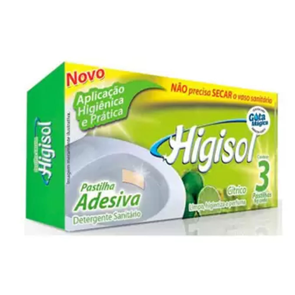 DETERGENTE SANITÁRIO HIGISOL PASTILHA ADESIVA CÍTRICO 3X9G - Treichel ...