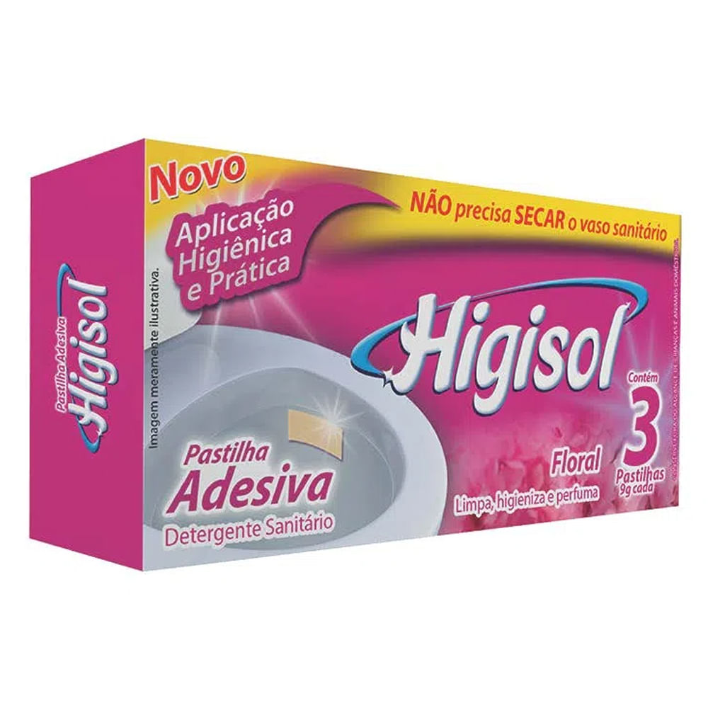 DETERGENTE SANITÁRIO HIGISOL PASTILHA ADESIVA FLORAL 3X9G - Treichel ...