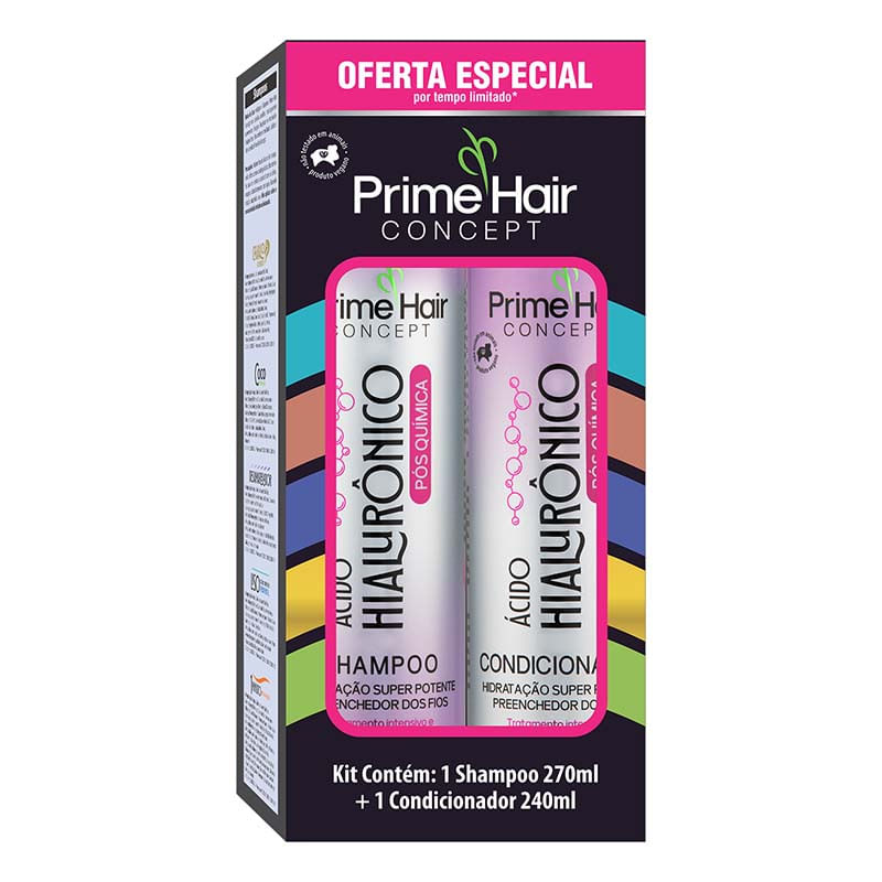 SHAMPOO 270ML + CONDICIONADOR 240ML PRIME HAIR ÁCIDO HIALURÔNICO ...