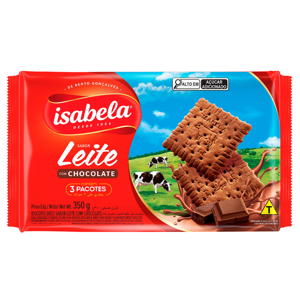 BISCOITO ISABELA SABOR LEITE COM CHOCOLATE 350G - Treichel Delivery