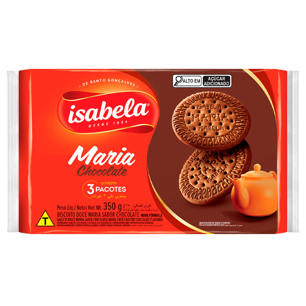 BISCOITO ISABELA MARIA SABOR CHOCOLATE 350G - Treichel Delivery