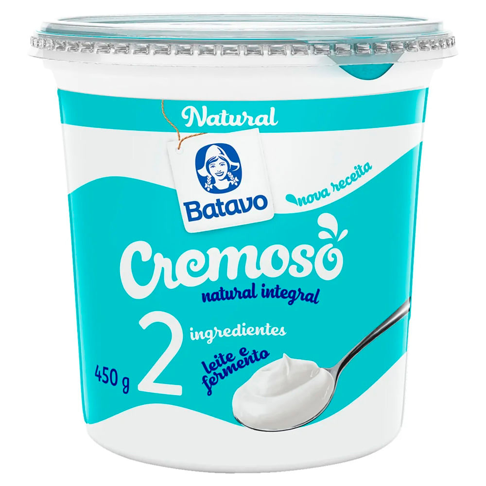 IOGURTE BATAVO CREMOSO NATURAL INTEGRAL POTE 450G - Treichel Delivery