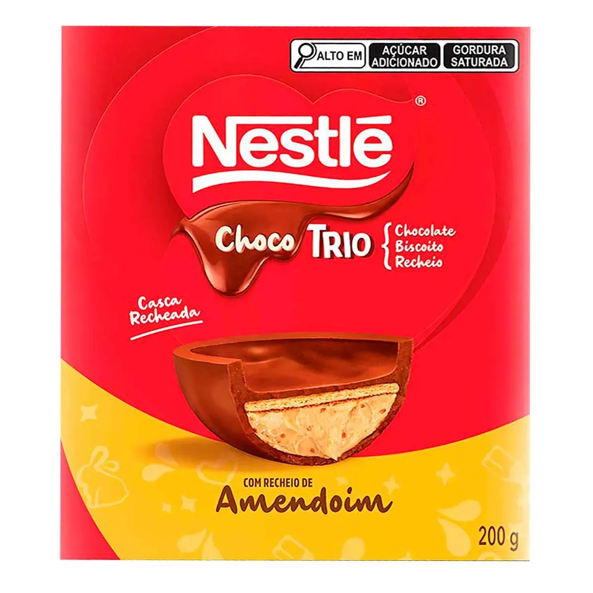 OVO DE CHOCOLATE NESTLÉ CHOCO TRIO AO LEITE COM RECHEIO DE AMENDOIM ...